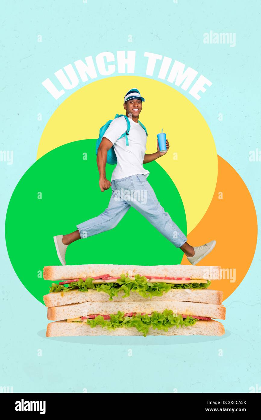 Creative photo 3d collage poster postcard artwork of happy young man ...