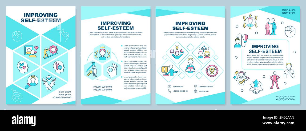 Improving self esteem turquoise brochure template Stock Vector Image ...