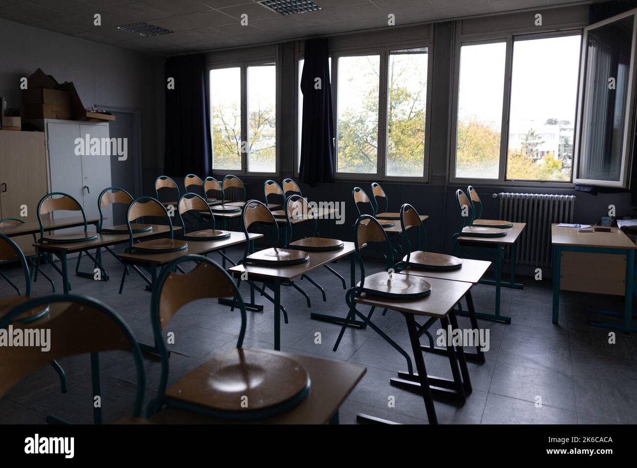 A empty class room at the secondary school Jules Ferry in Joinville-le ...