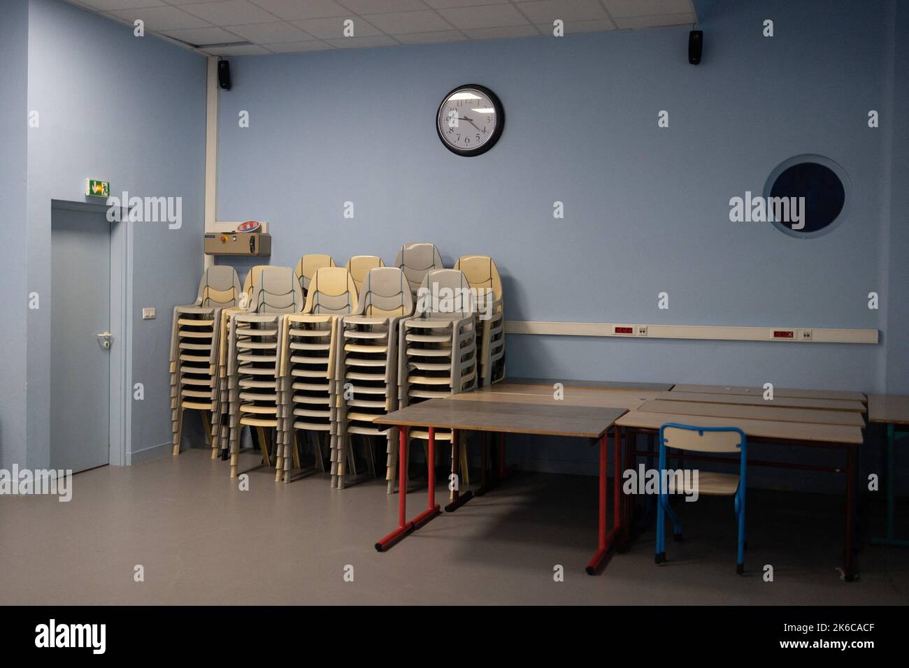 A empty class room at the secondary school Jules Ferry in Joinville-le ...