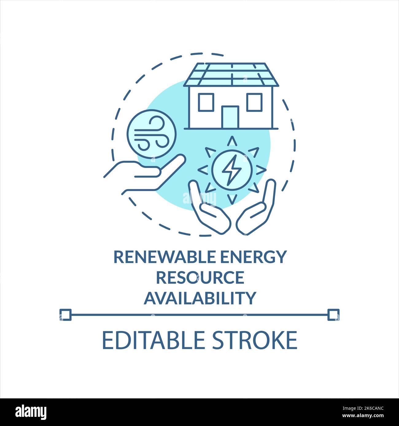 Renewable energy resource availability turquoise concept icon Stock ...