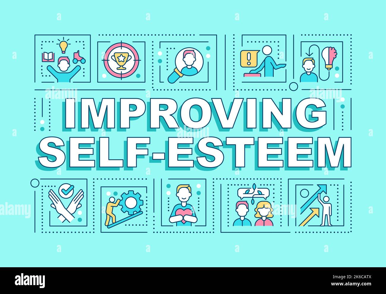 Improving self esteem word concepts turquoise banner Stock Vector Image & Art - Alamy