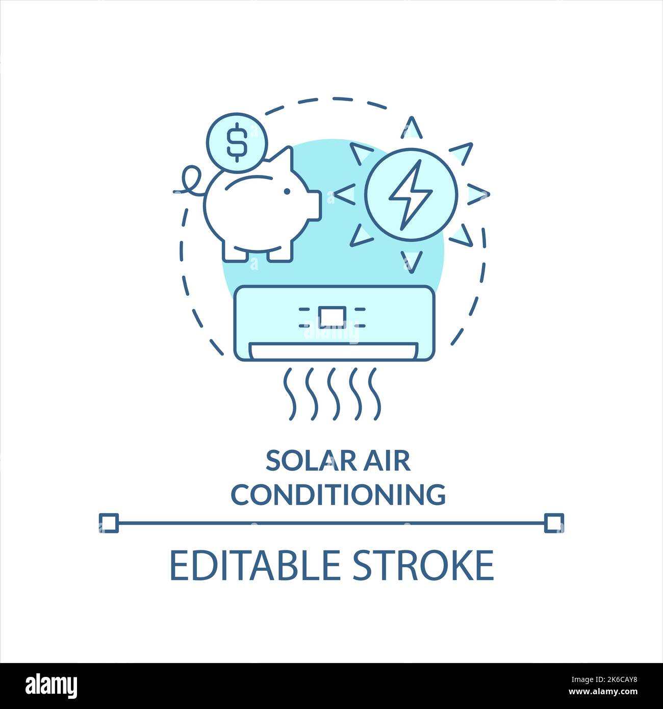 Solar air conditioning turquoise concept icon Stock Vector Image & Art ...