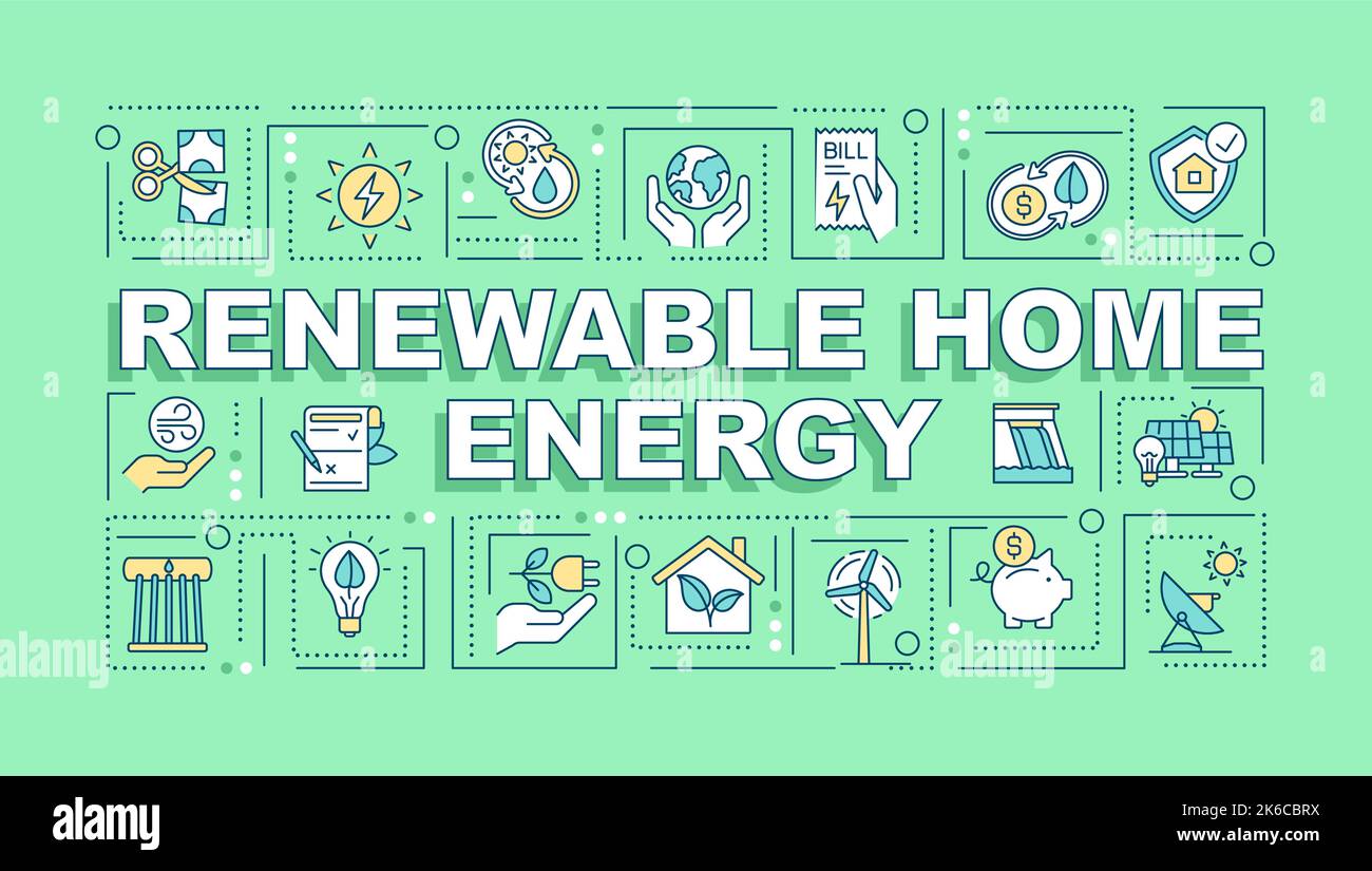 Renewable home energy word concepts green banner Stock Vector Image ...