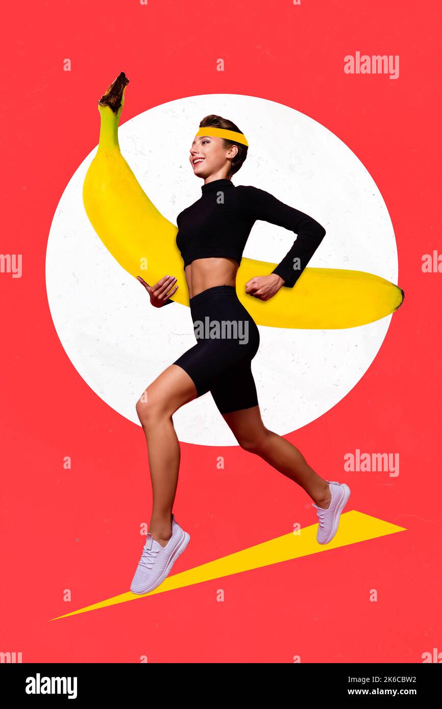 Creative photo 3d collage poster postcard artwork of happy young ...