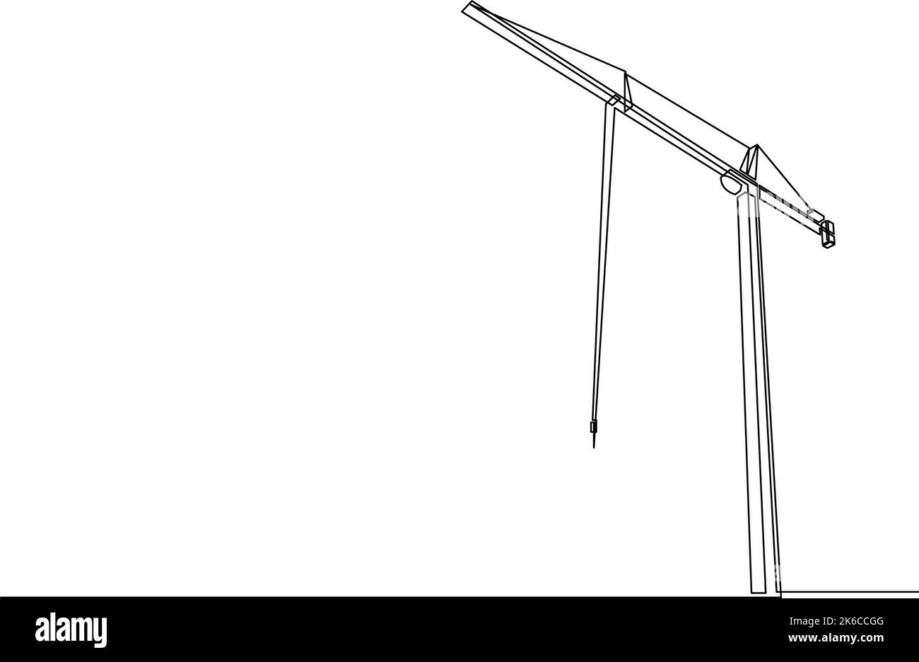 Continuous one line drawing of construction crane. Vector illustration ...