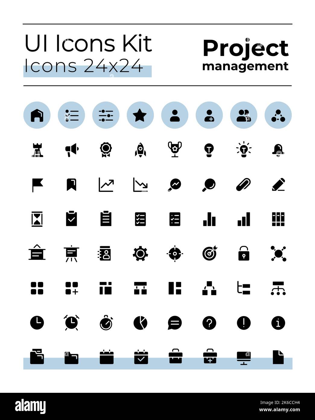 Project management black glyph ui icons kit Stock Vector Image & Art ...