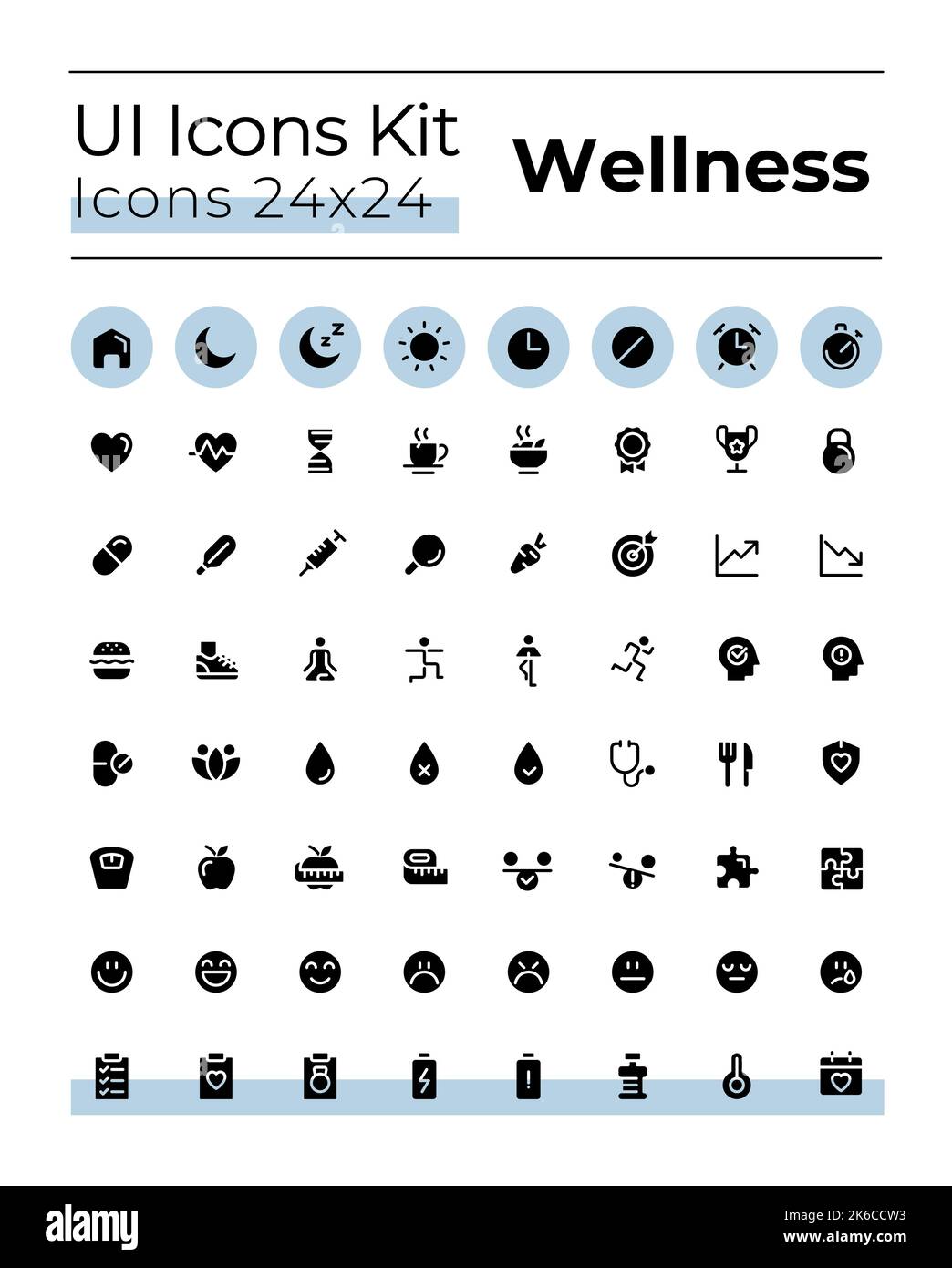 Health and wellness black glyph ui icons set Stock Vector Image & Art ...