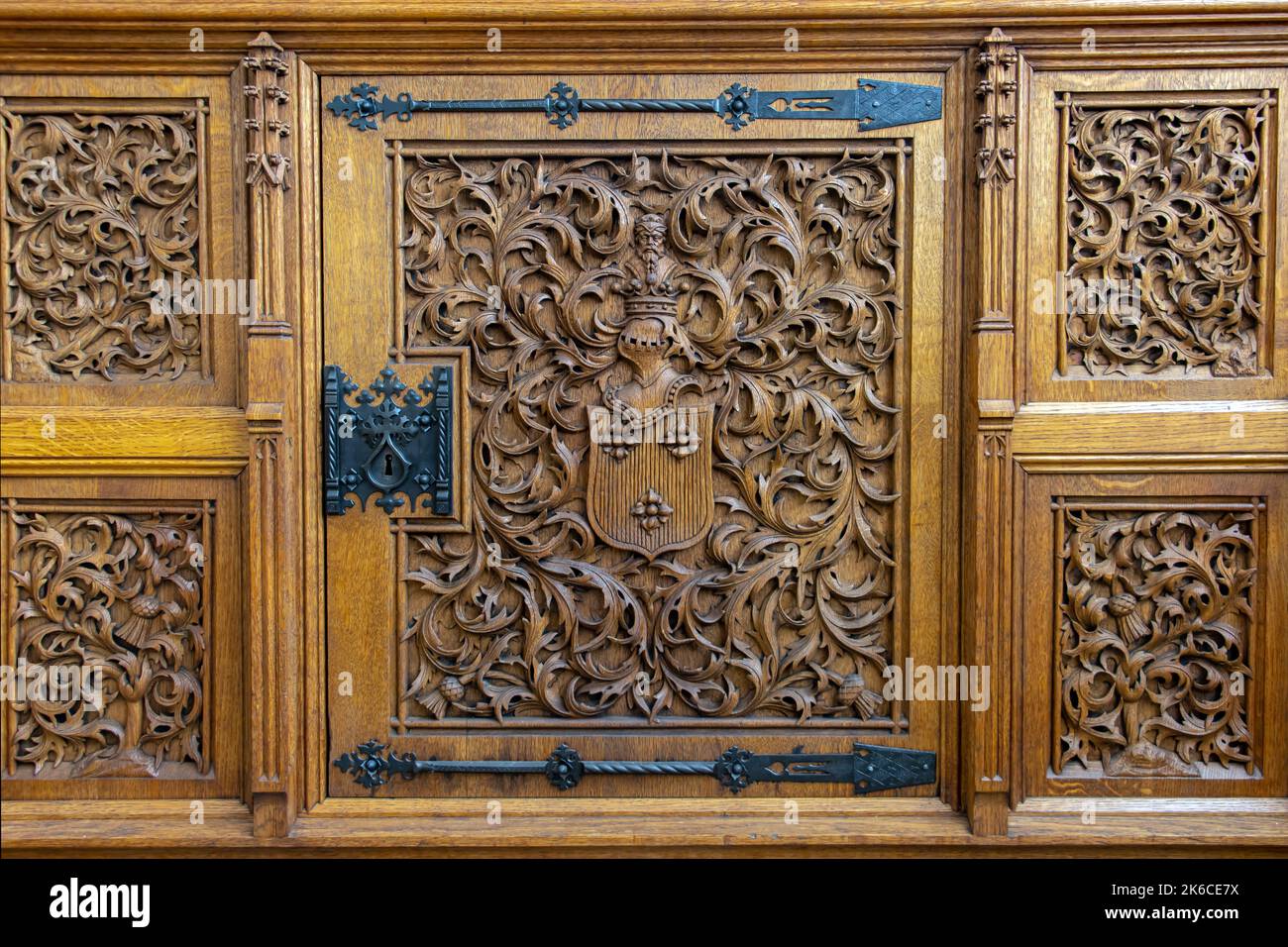 A carved wood of a cabinet, Germany, 19th century Stock Photo - Alamy