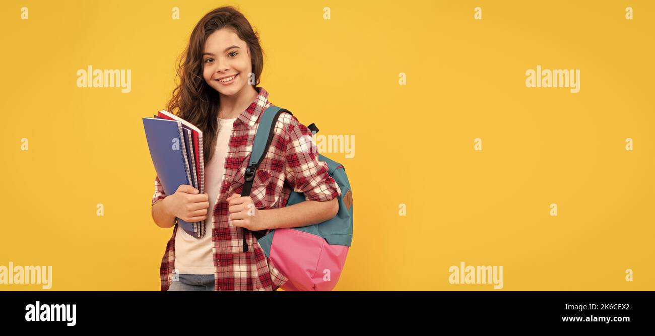 day in high school. schoolgirl with notebook and backpack. back to ...