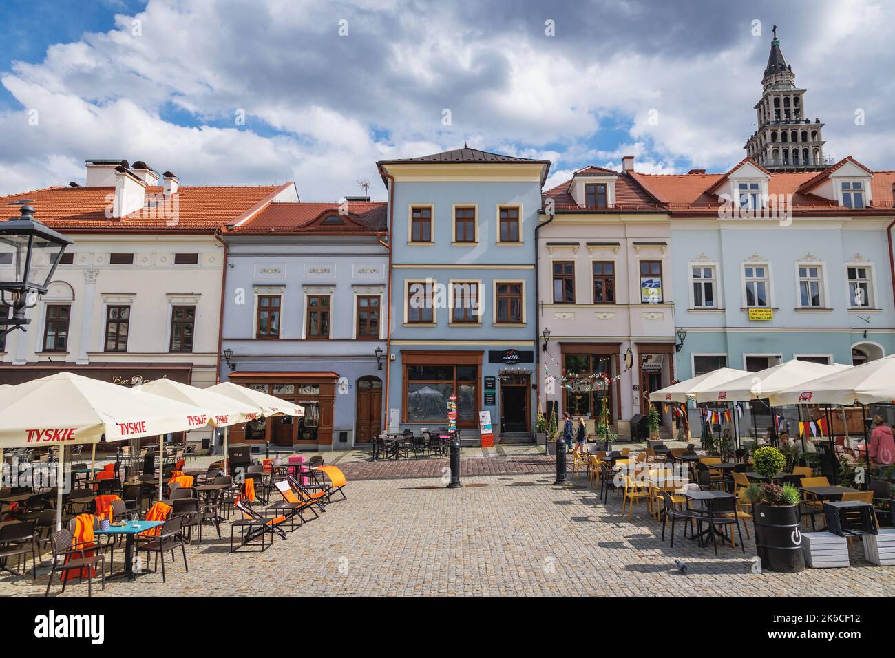Old Town Market Square in Bielsko-Biala city in Silesian Voivodeship ...