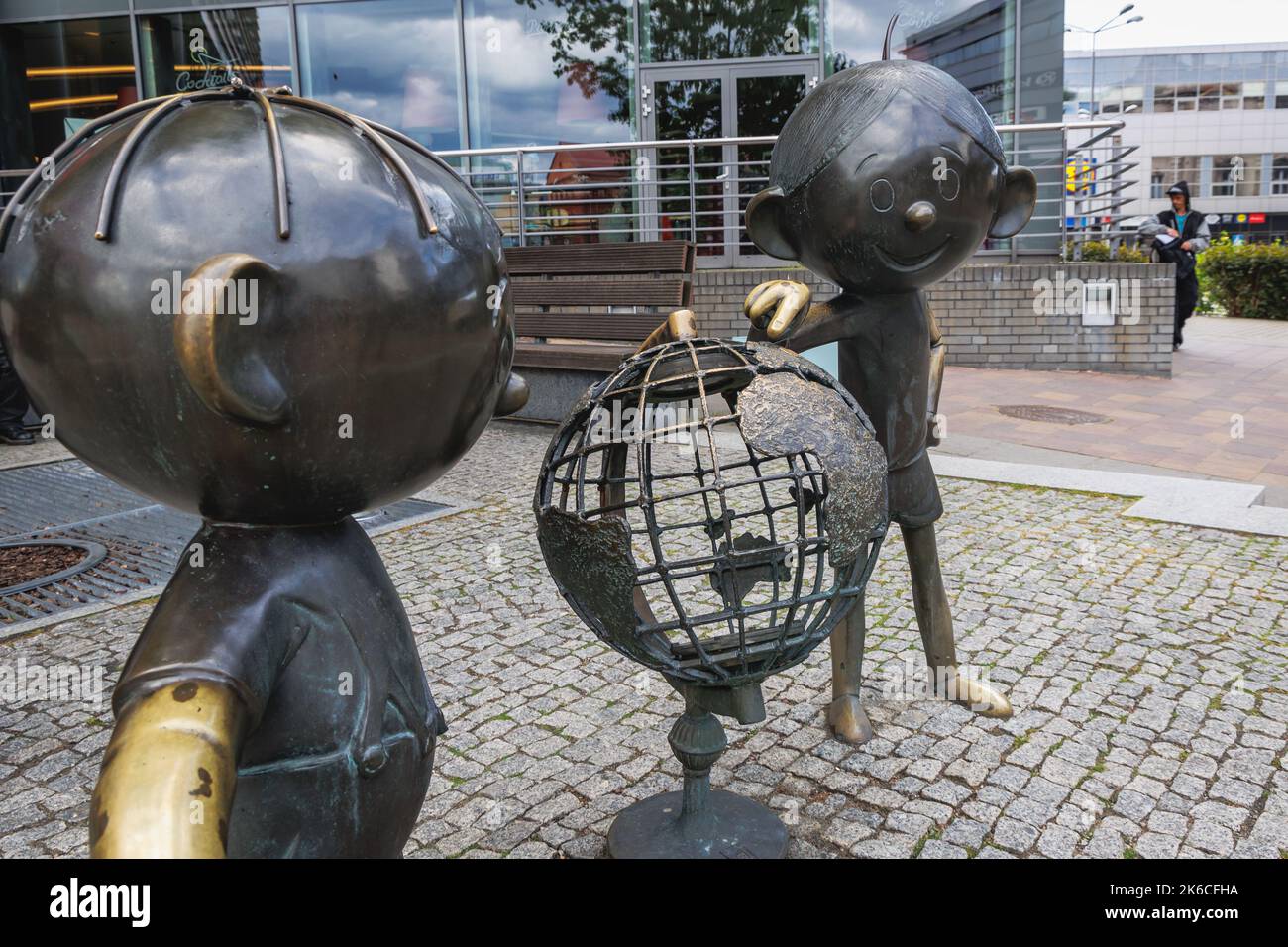 Statue of cartoon characters Bolek and Lolek in Bielsko-Biala, Poland ...