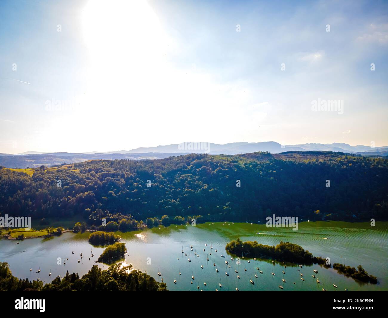Aerial view of Windermere in Lake District, a region and national park ...