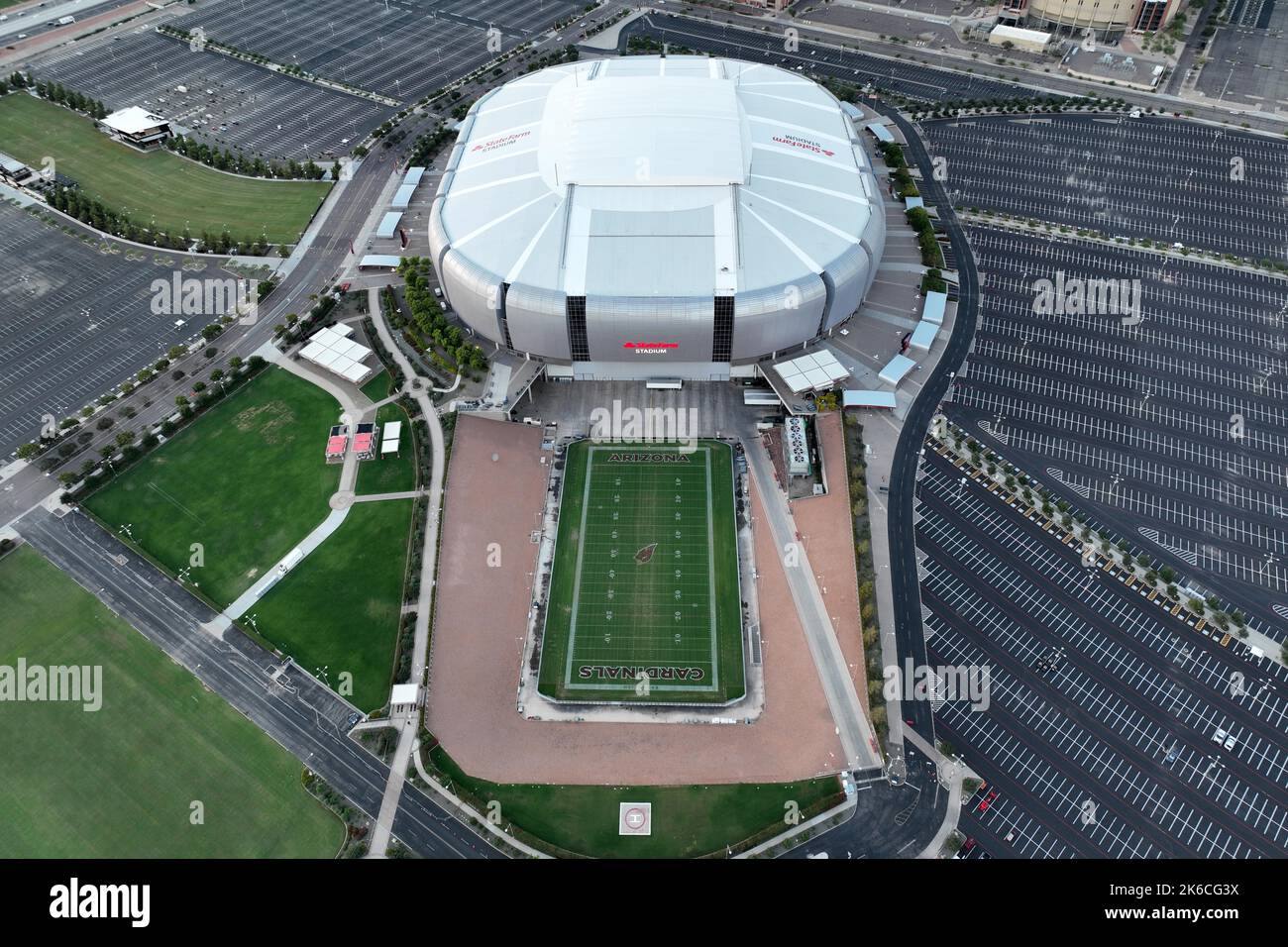 A general overall aerial view of State Farm Stadium and retractable ...
