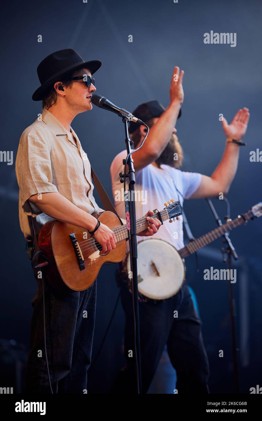 johan blacksmith playing show at nibe festival in denmark Stock Photo ...