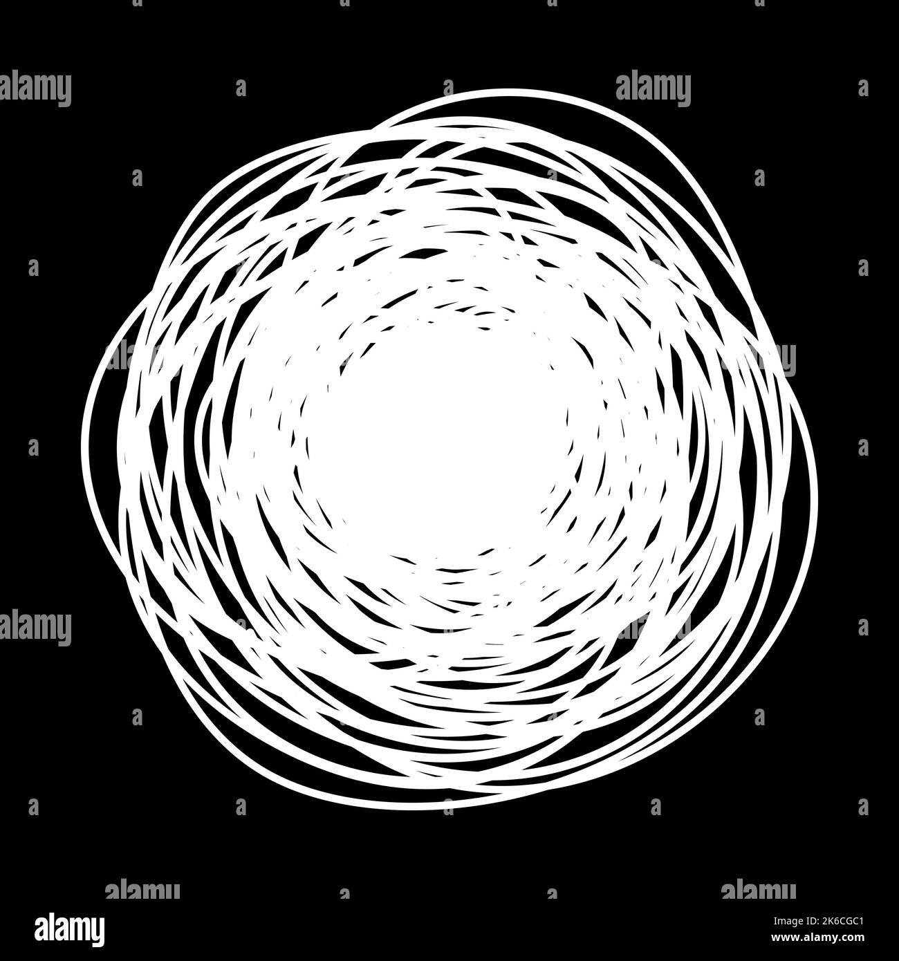 Grungy round scribble circle hand drawn with thin line, isolated on ...