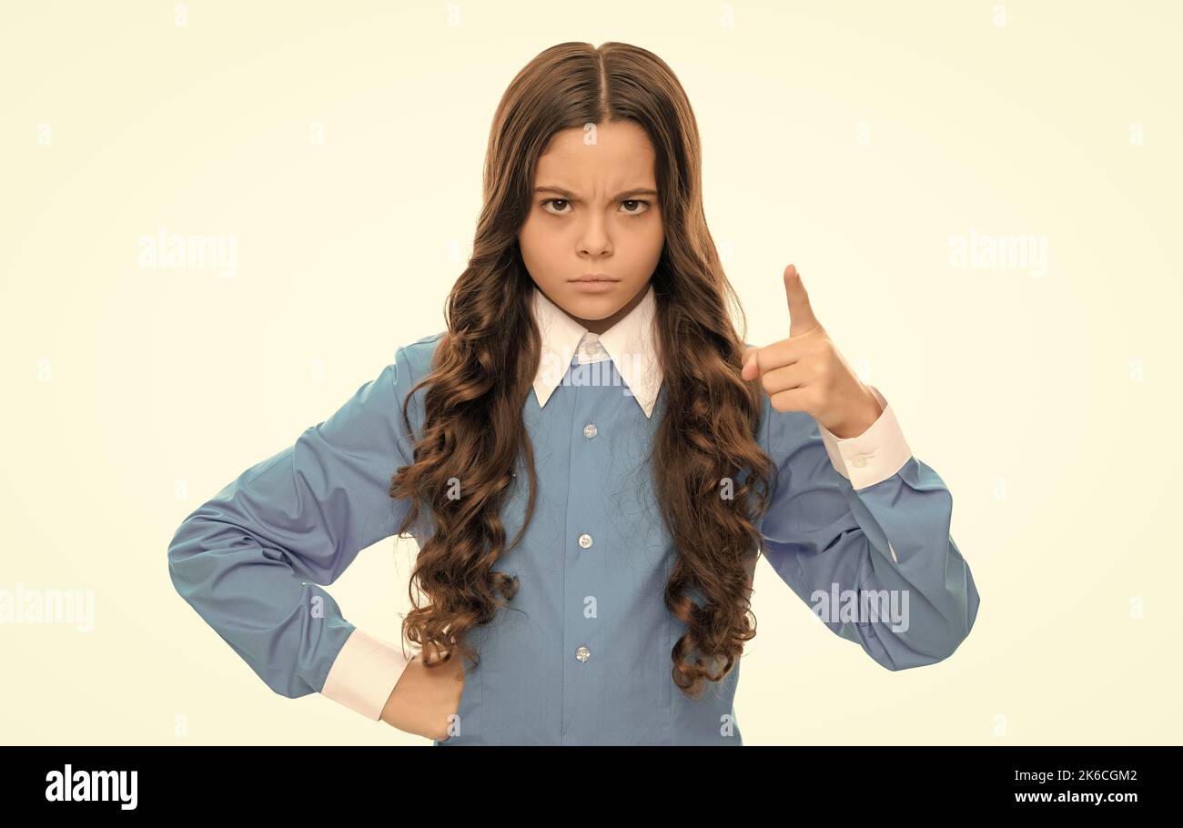 portrait of angry child isolate on white background. express positive ...
