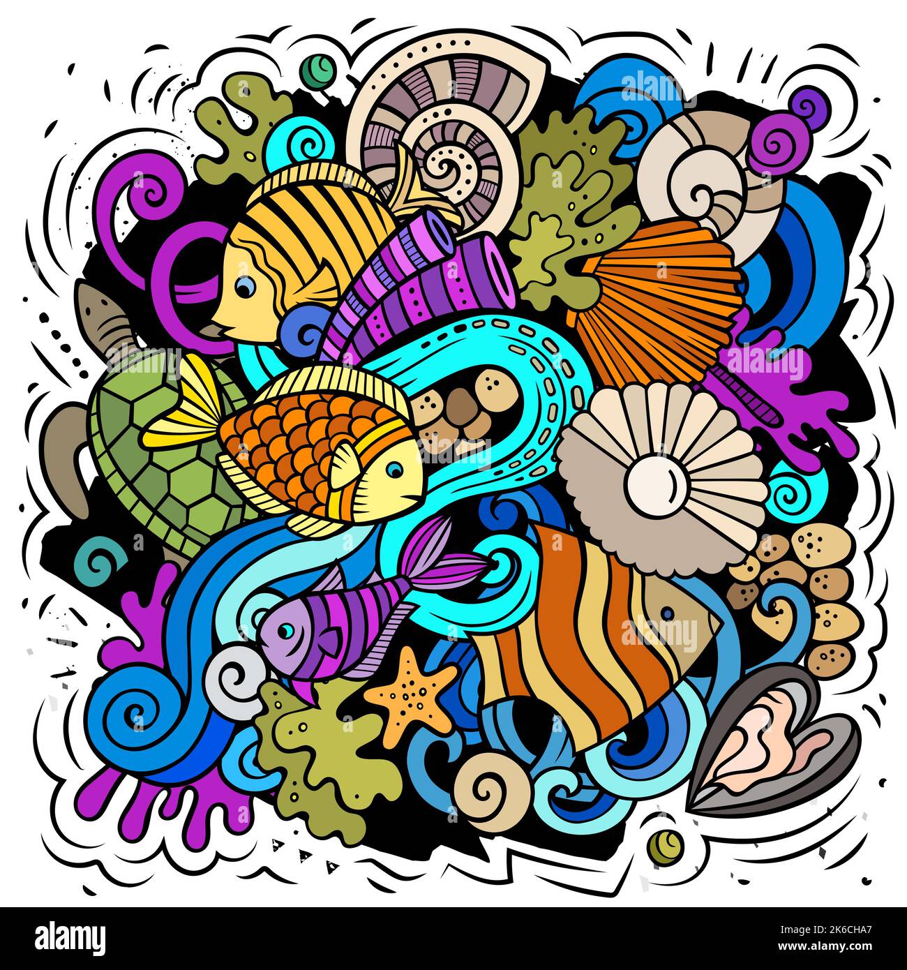Sea Life cartoon vector illustration Stock Vector Image & Art - Alamy