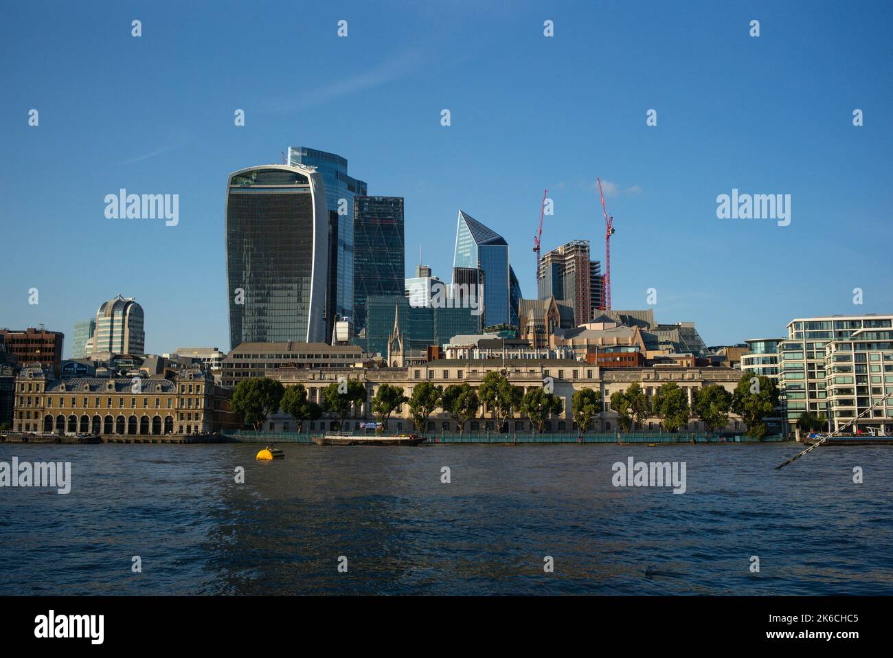 A cityscape in daylight of the Square Mile London financial district ...