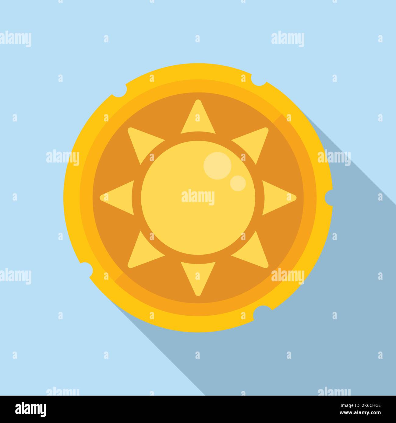 Sun amulet icon flat vector. Chinese fortune. Pine crane Stock Vector ...