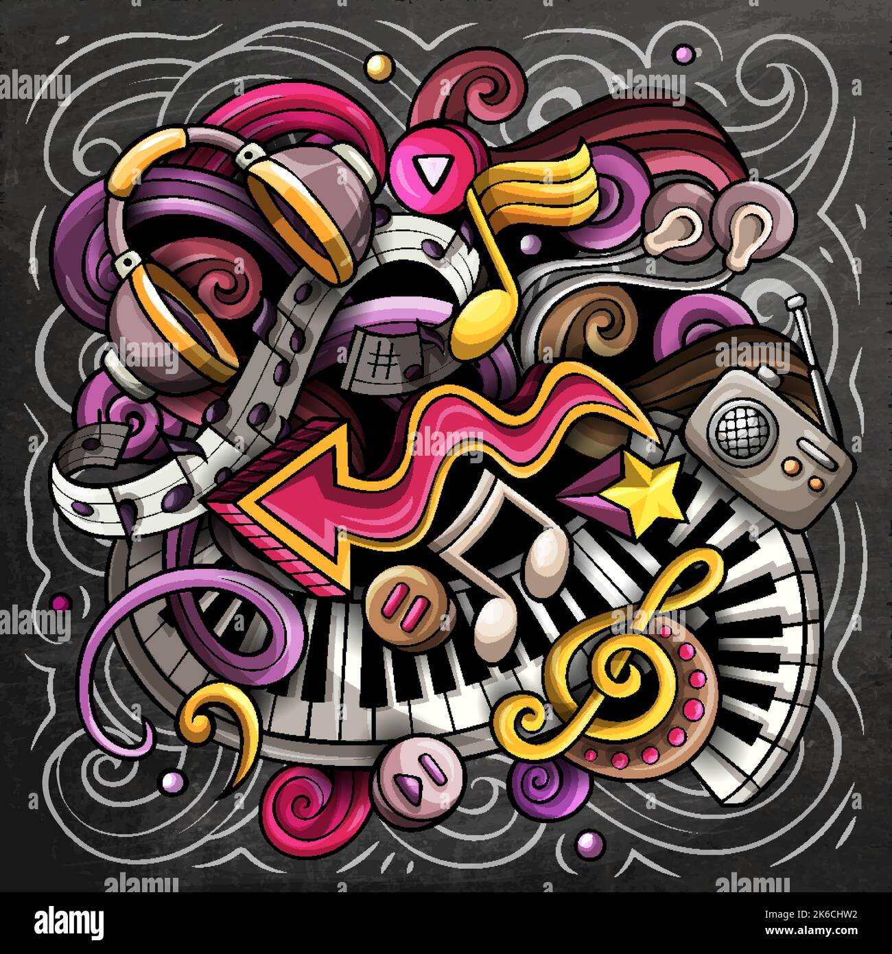 Music hand drawn vector doodles illustration. Musical poster design ...