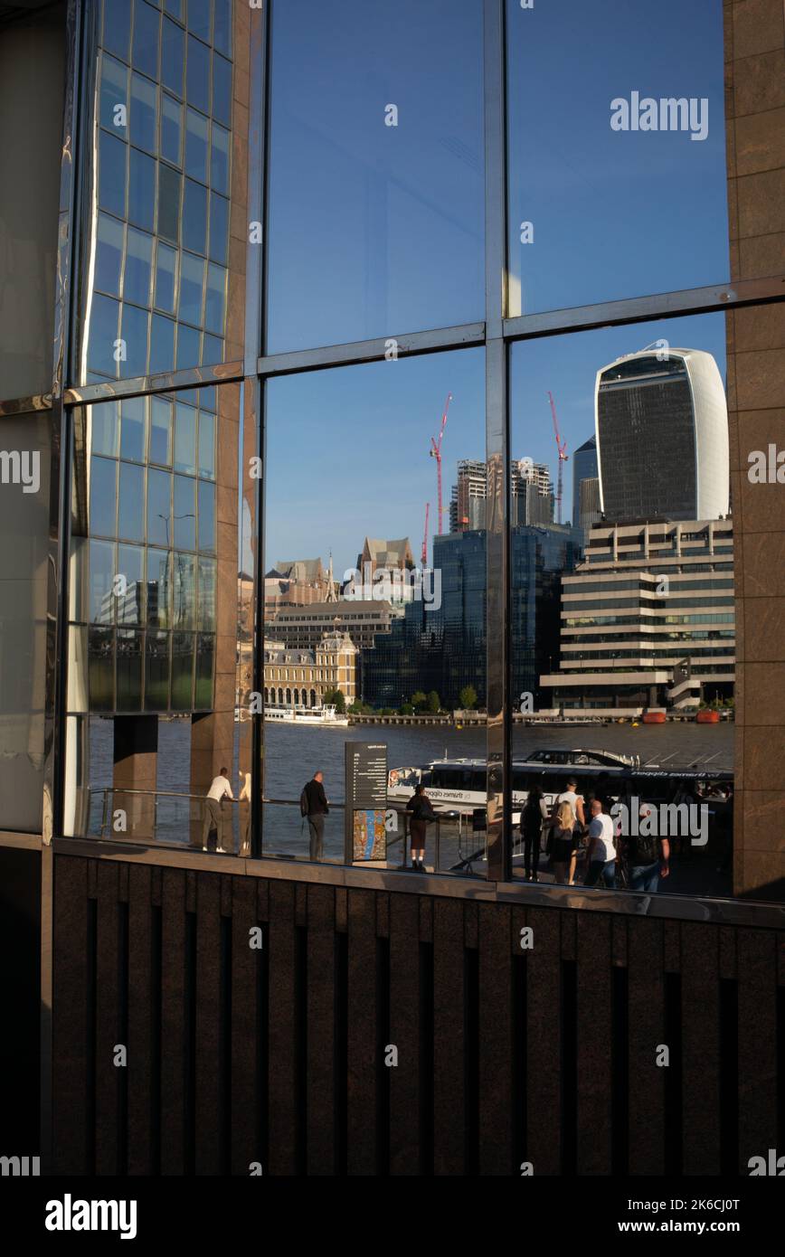A reflection in a building window of Londons The Square Mile seen from ...