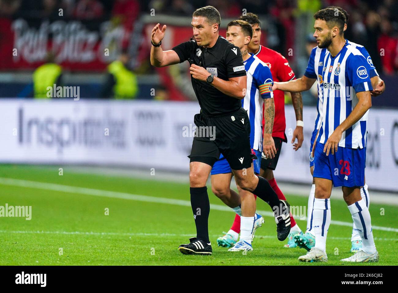 LEVERKUSEN, GERMANY - OCTOBER 12: Referee Istvan Kovacs during the ...