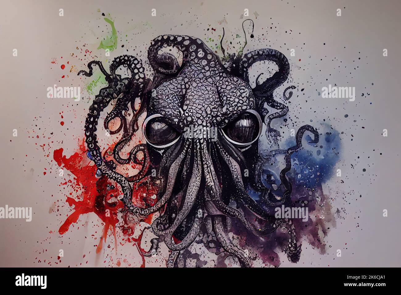 Octopus in watercolor hi-res stock photography and images - Alamy