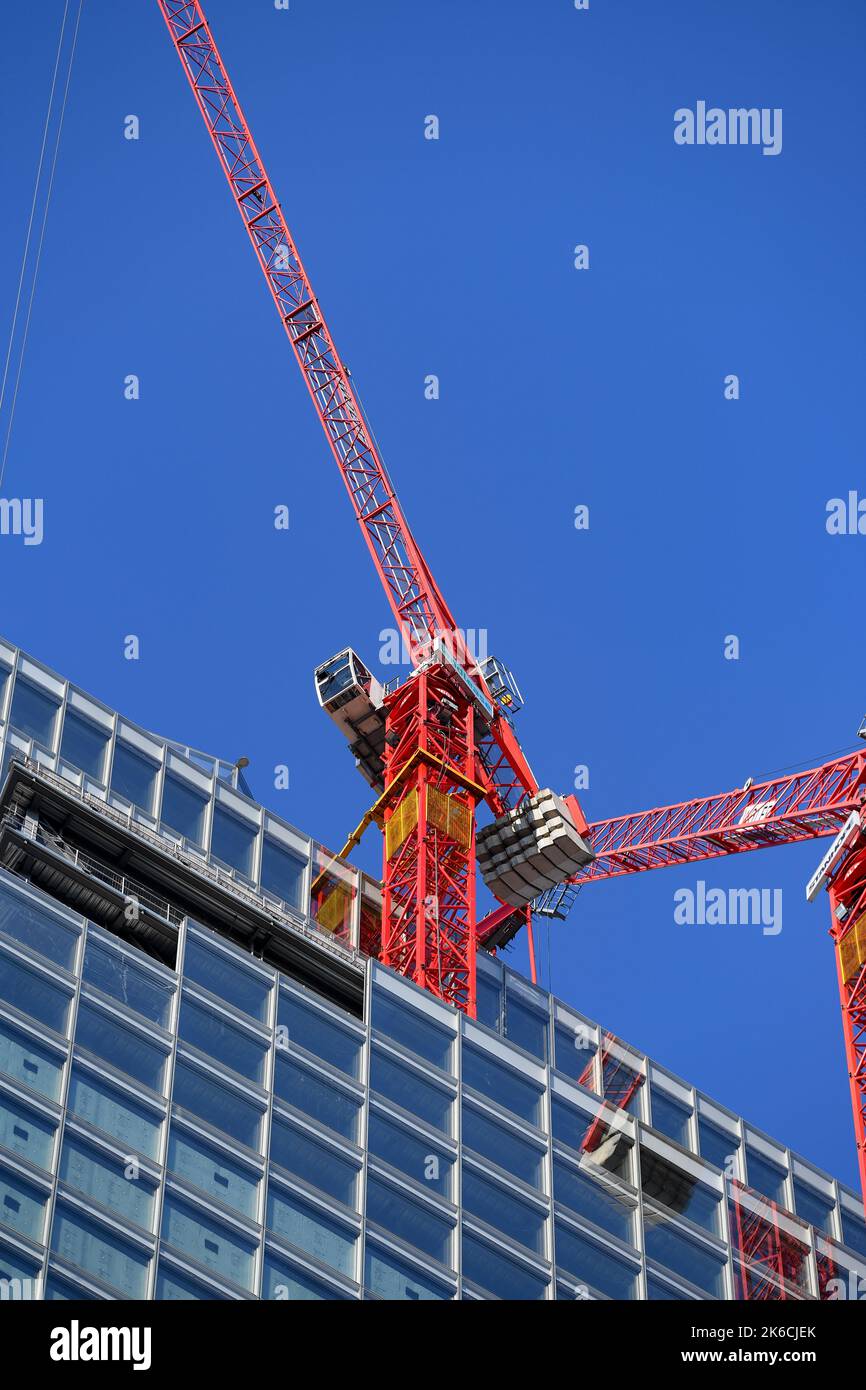Cranes working on Skyscraper construction in the Financial district ...