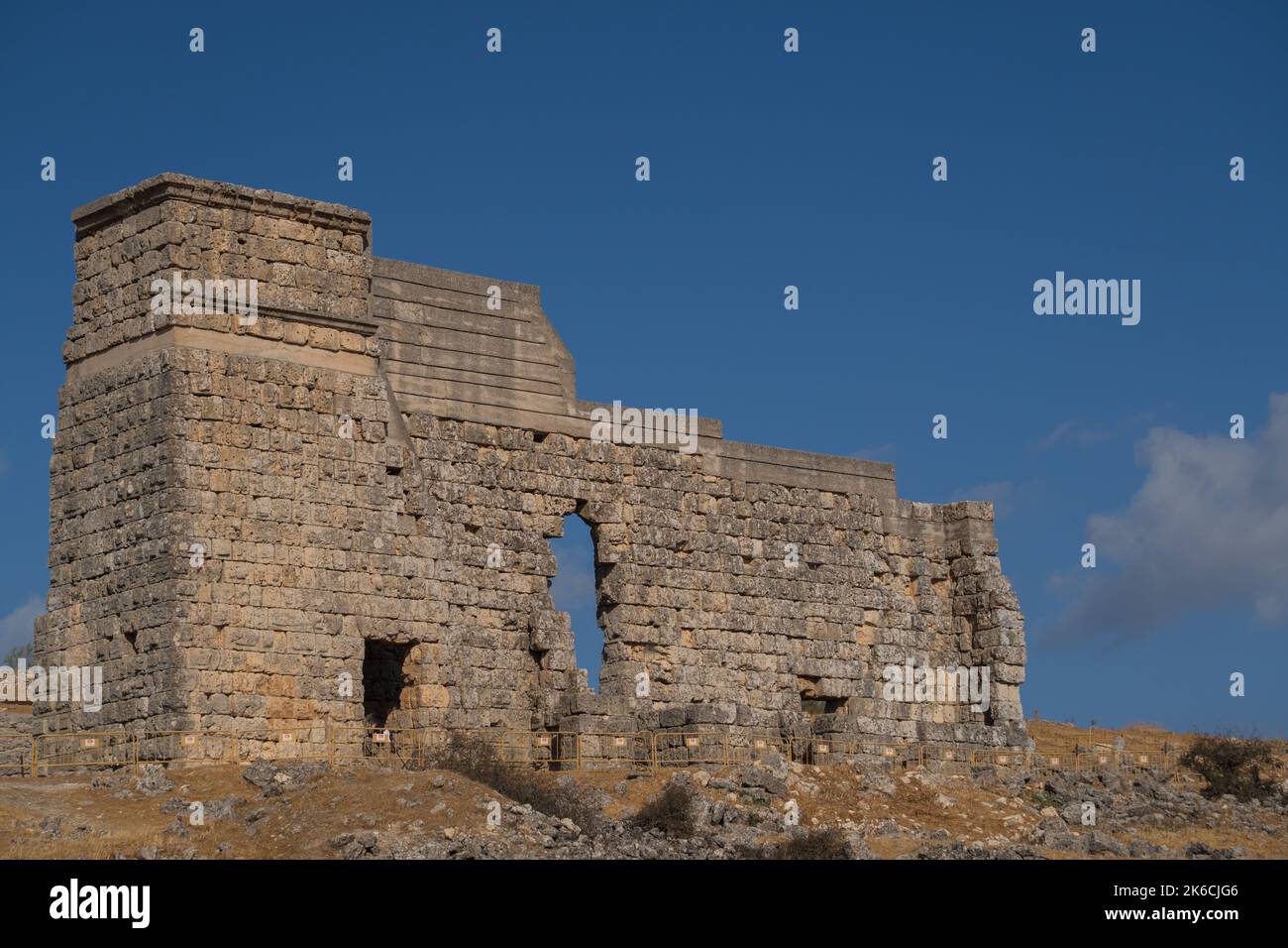 view of the main facade of the roman theater of Acinipo in Ronda,Malaga ...