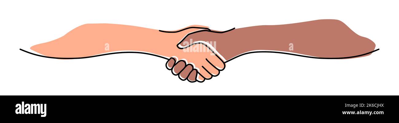 White woman black man handshake Stock Vector Images - Alamy