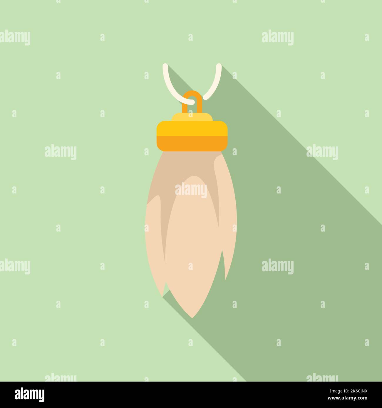 Feather lucky amulet icon flat vector. Chinese fortune. Gold money ...