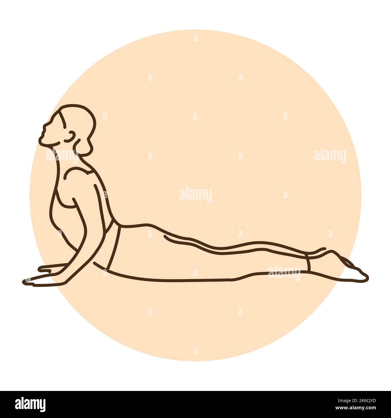 Cobra Pose or Bhujangasana color line illustration. Pictogram for web ...