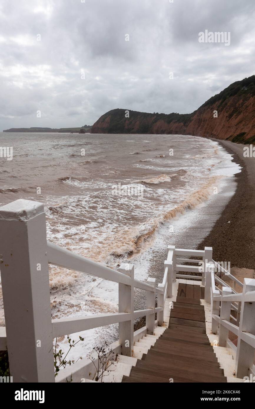 Jacobs Ladder in Sidmouth Devon England leading down to the beach and ...