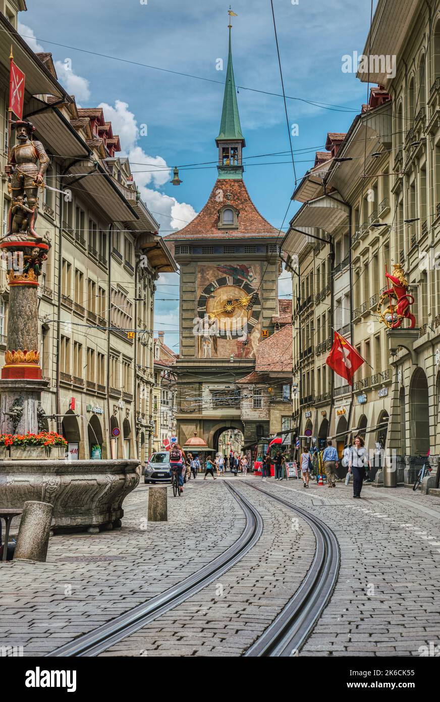 Zytglogge by the tram tracks is a city landmark, urban life epicentre ...