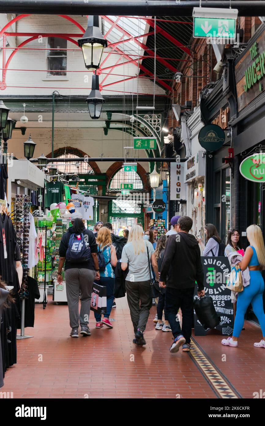 George's Street Arcade Market in Dublin Ireland, a Victorian style red ...