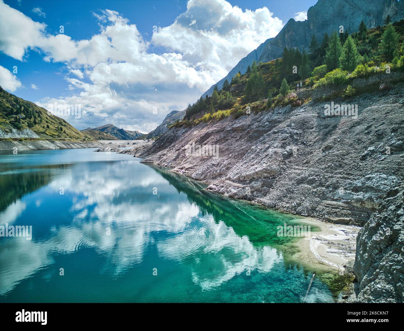 The Fedaia Pass at the northern base of Marmolada in the Dolomite ...