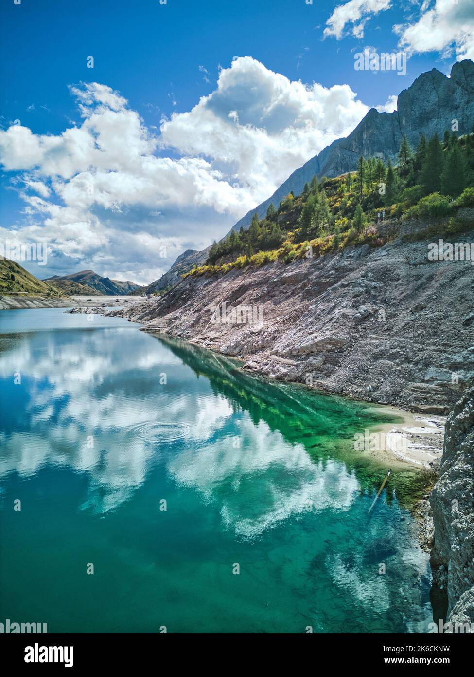 The Fedaia Pass at the northern base of Marmolada in the Dolomite ...