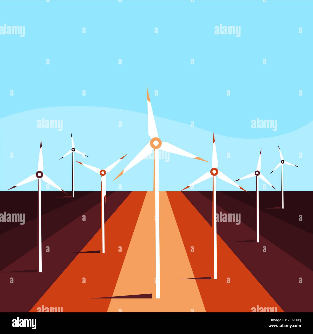 Wind Power Plant Wind Turbines Renewable Energy Vector Design Green