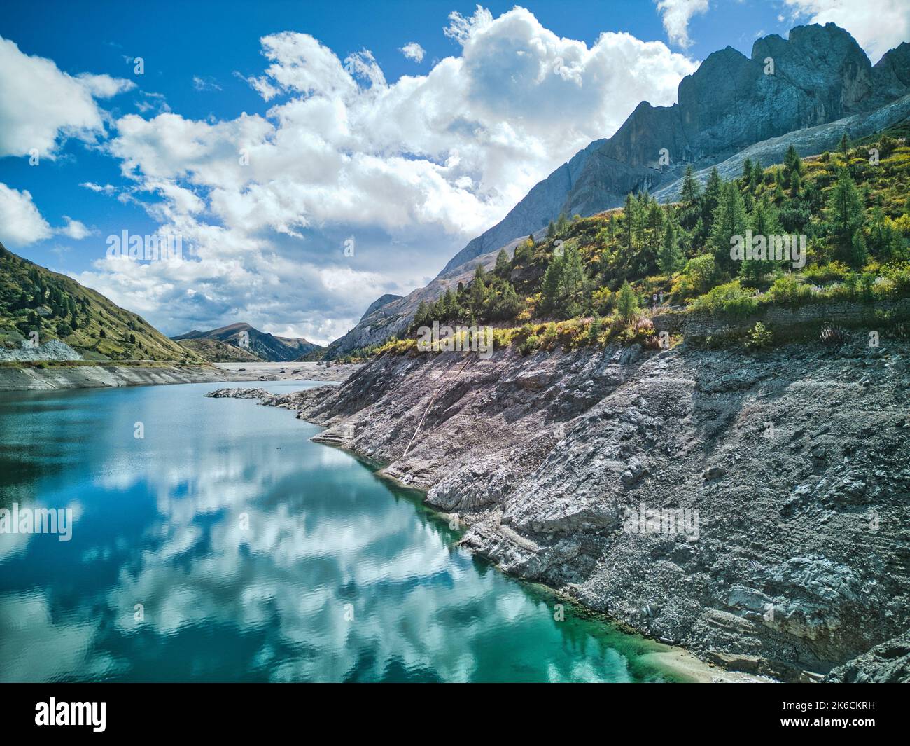 The Fedaia Pass at the northern base of Marmolada in the Dolomite ...