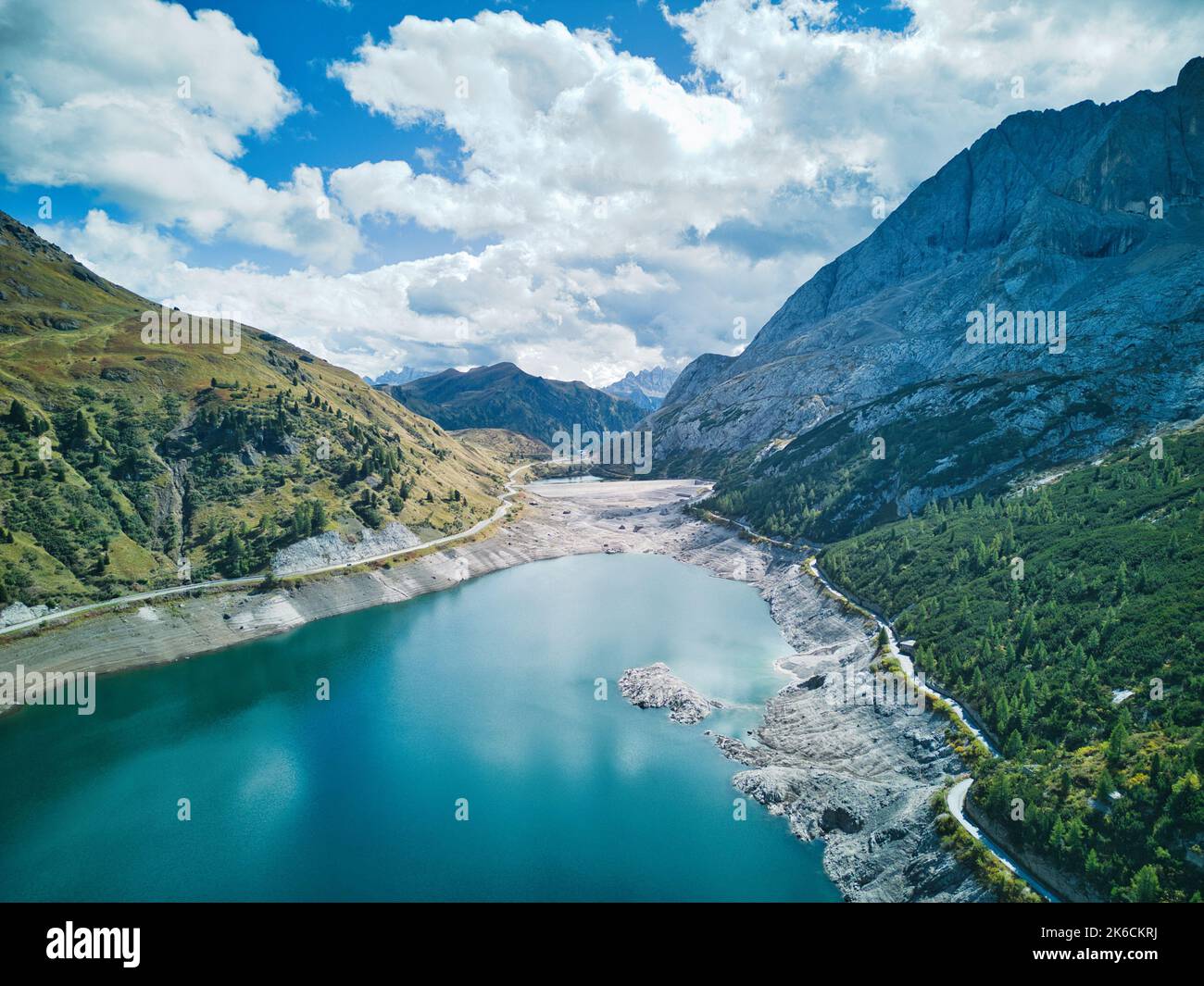 The Fedaia Pass at the northern base of Marmolada in the Dolomite ...