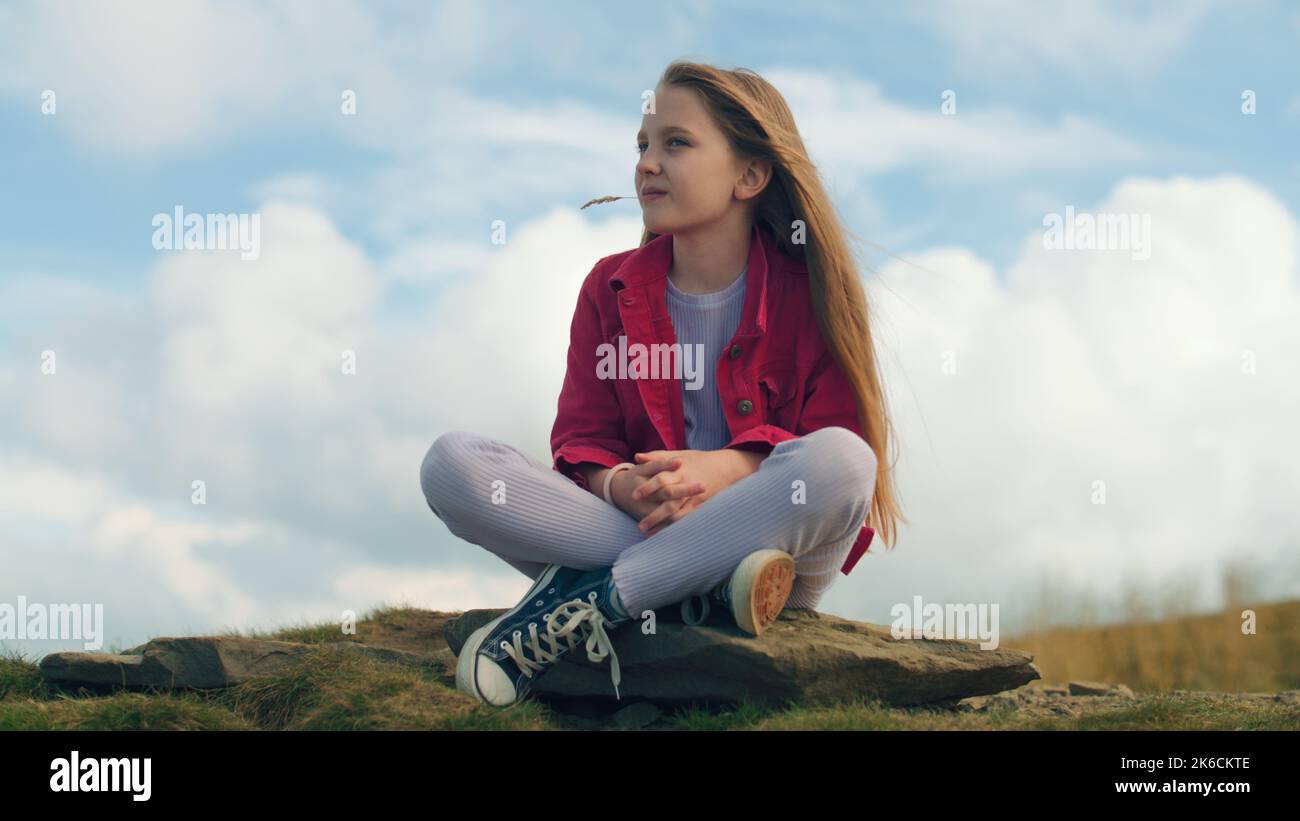 Girl Sitting Watching Nature