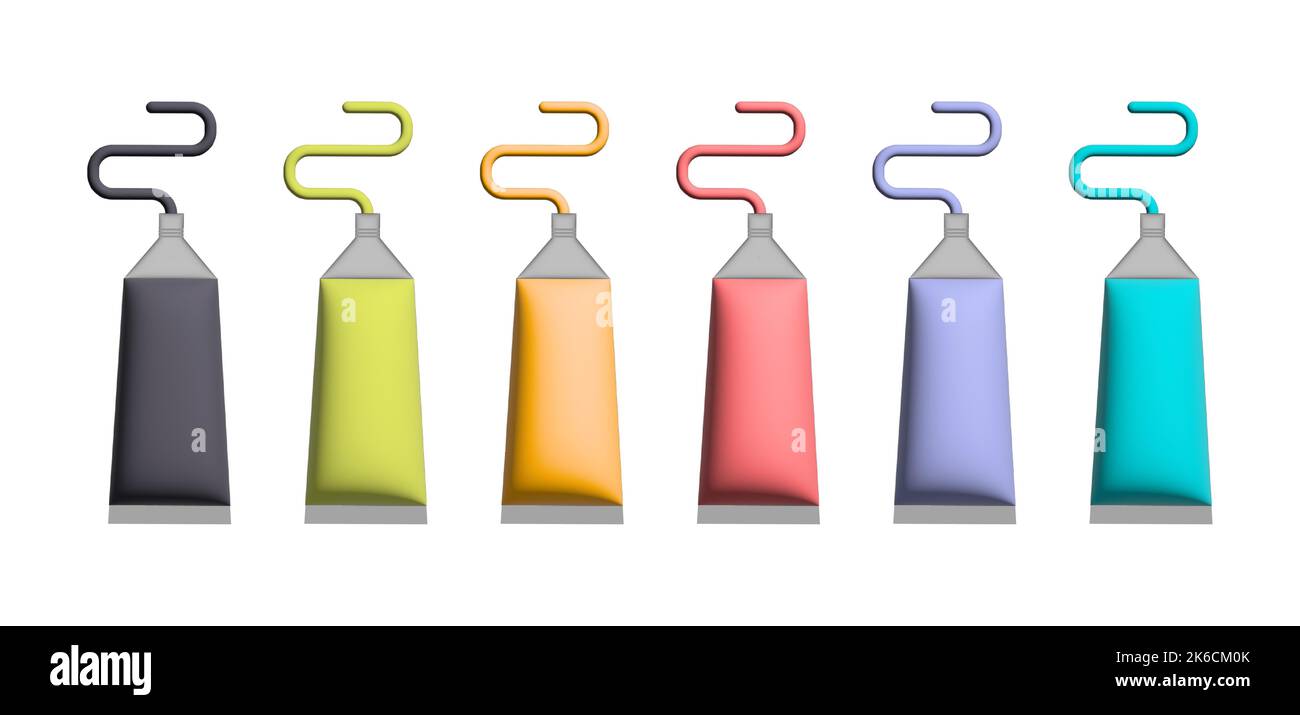 Set for creativity. Set of 3d tubes with different colors Stock Vector ...