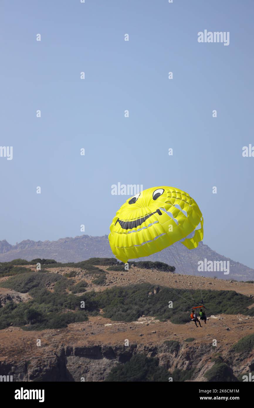 Bodrum, Turkey. 01 October 2022: Parasailing on the sea, speed boat and ...