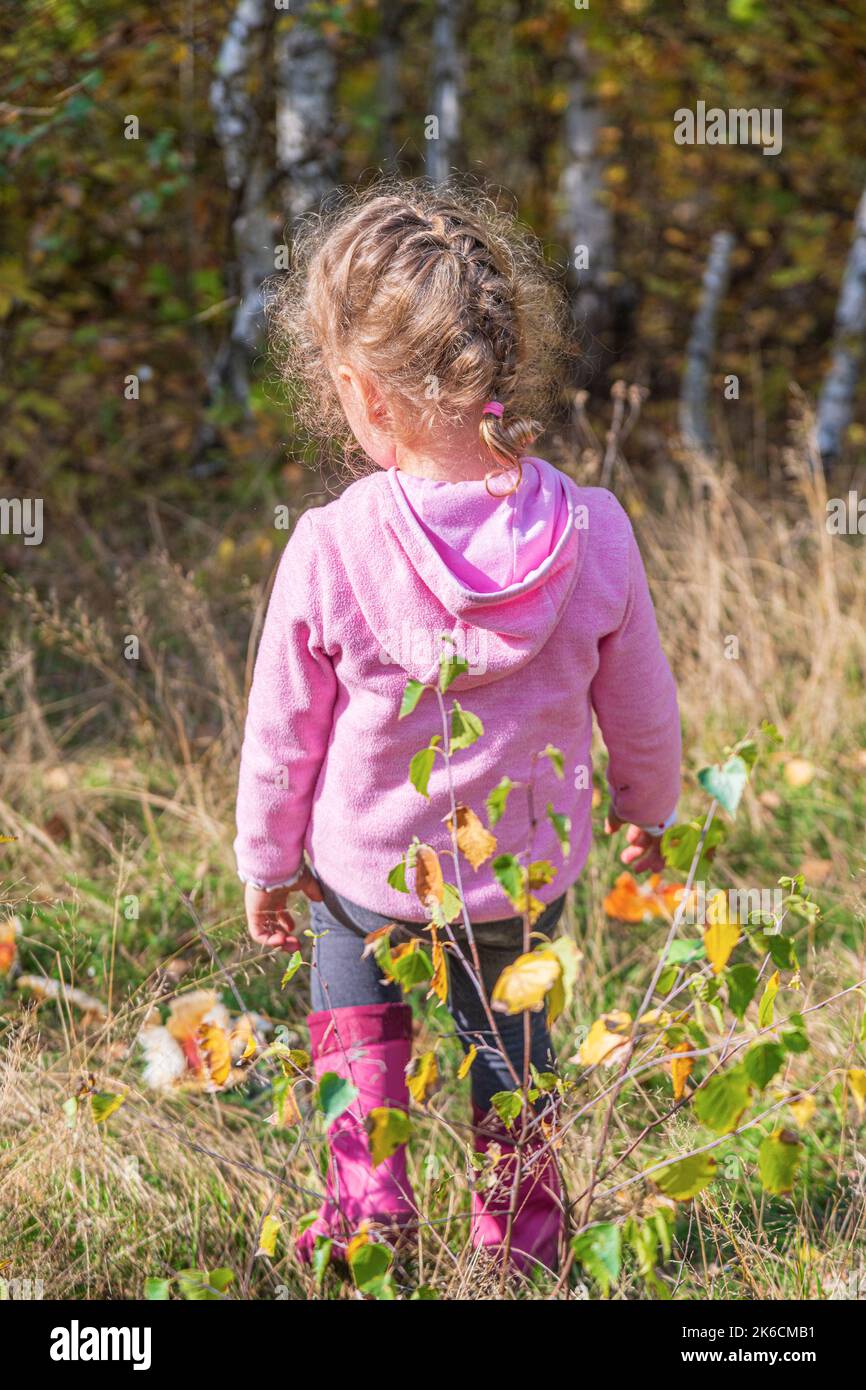 The child walks in the forest Stock Photo - Alamy