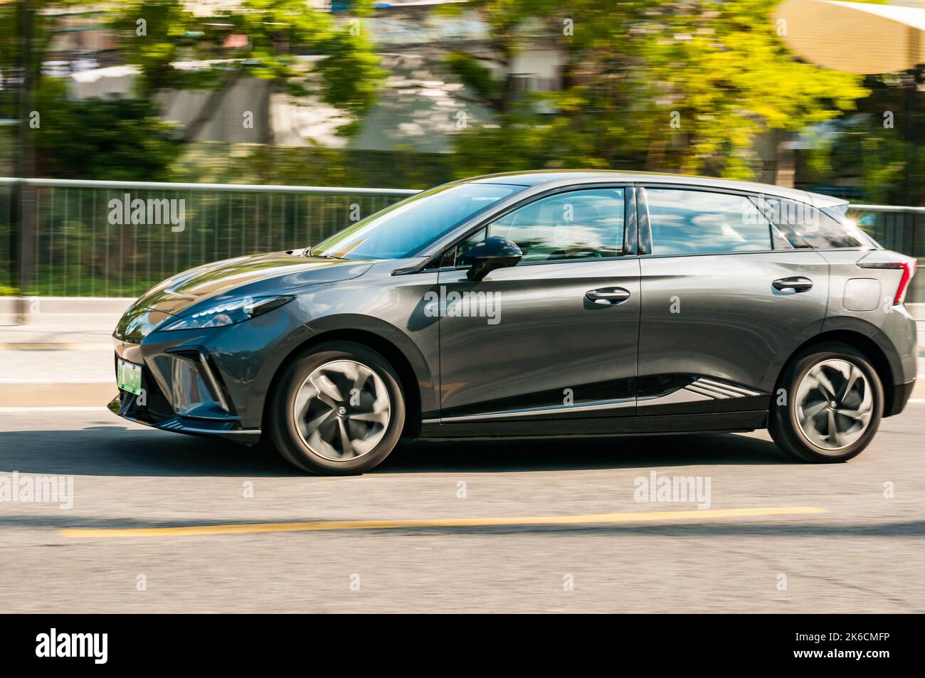 Electric MG Mulan (MG 4) being driven on a test drive in Shanghai ...