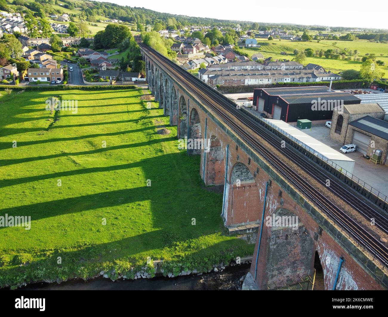 An aerial shot of Whalley Viaduct in Lancashire, England Stock Photo ...