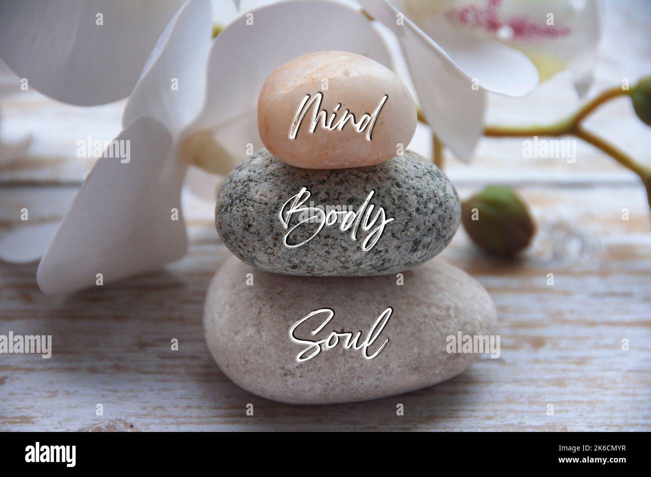 Mind, Body and Soul text engraved on zen stones with space for text ...