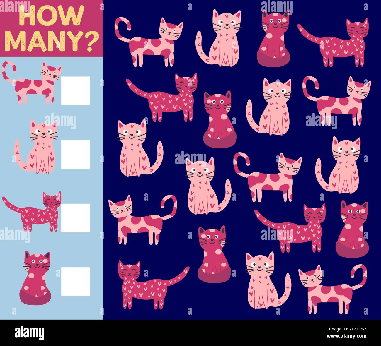 How many Cat, game for children. How many are they game. Count the Cats ...