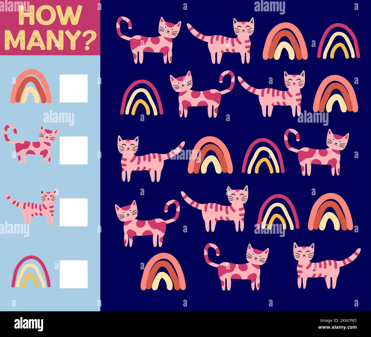 How many Cat, game for children. How many are they game. Count the Cats ...